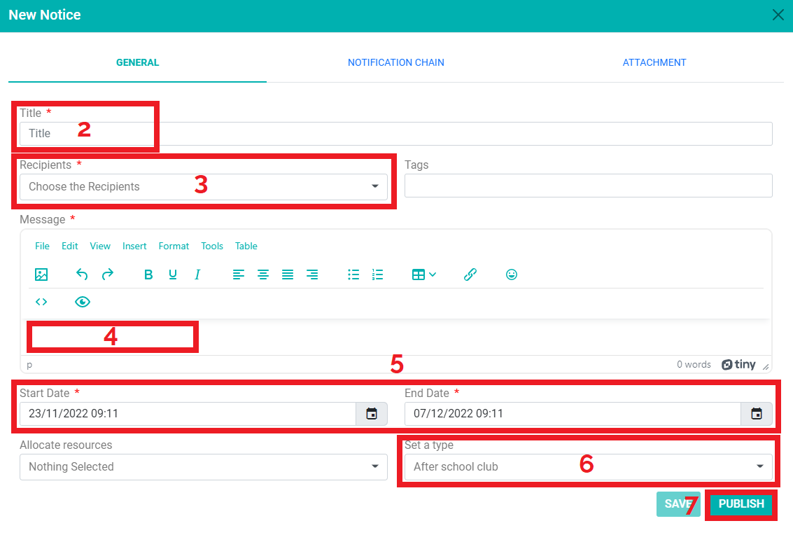 How to create a simple notice – Weduc